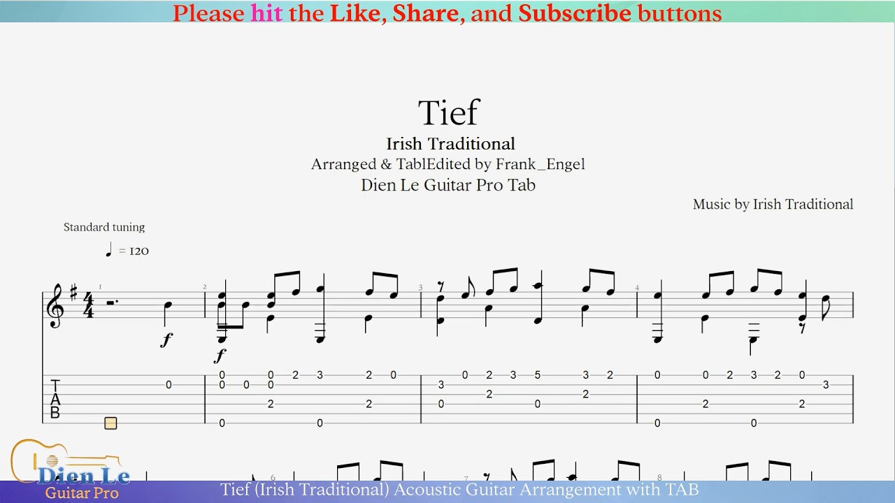 Tief (Irish Traditional) Acoustic Guitar Arrangement with TAB