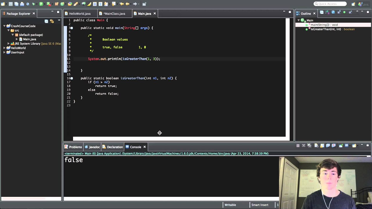Programming for Beginners in Java - 17 - Boolean Values