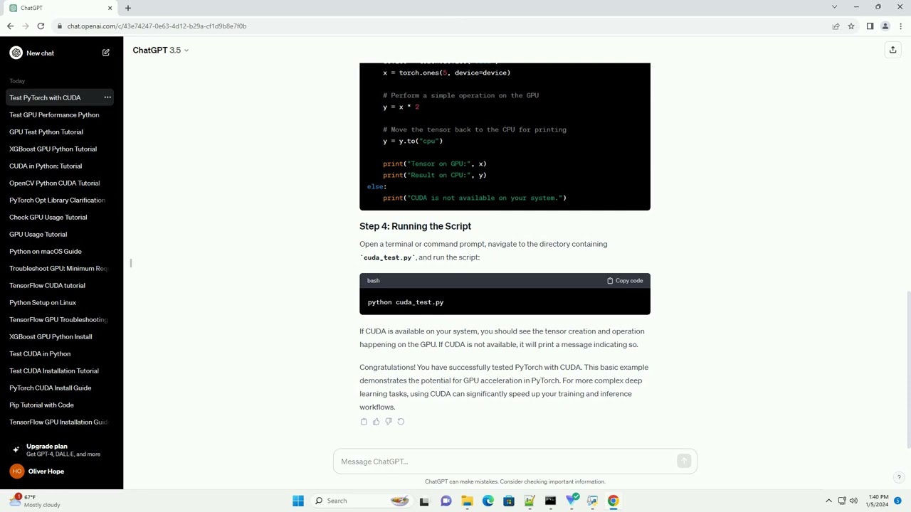 python test pytorch cuda