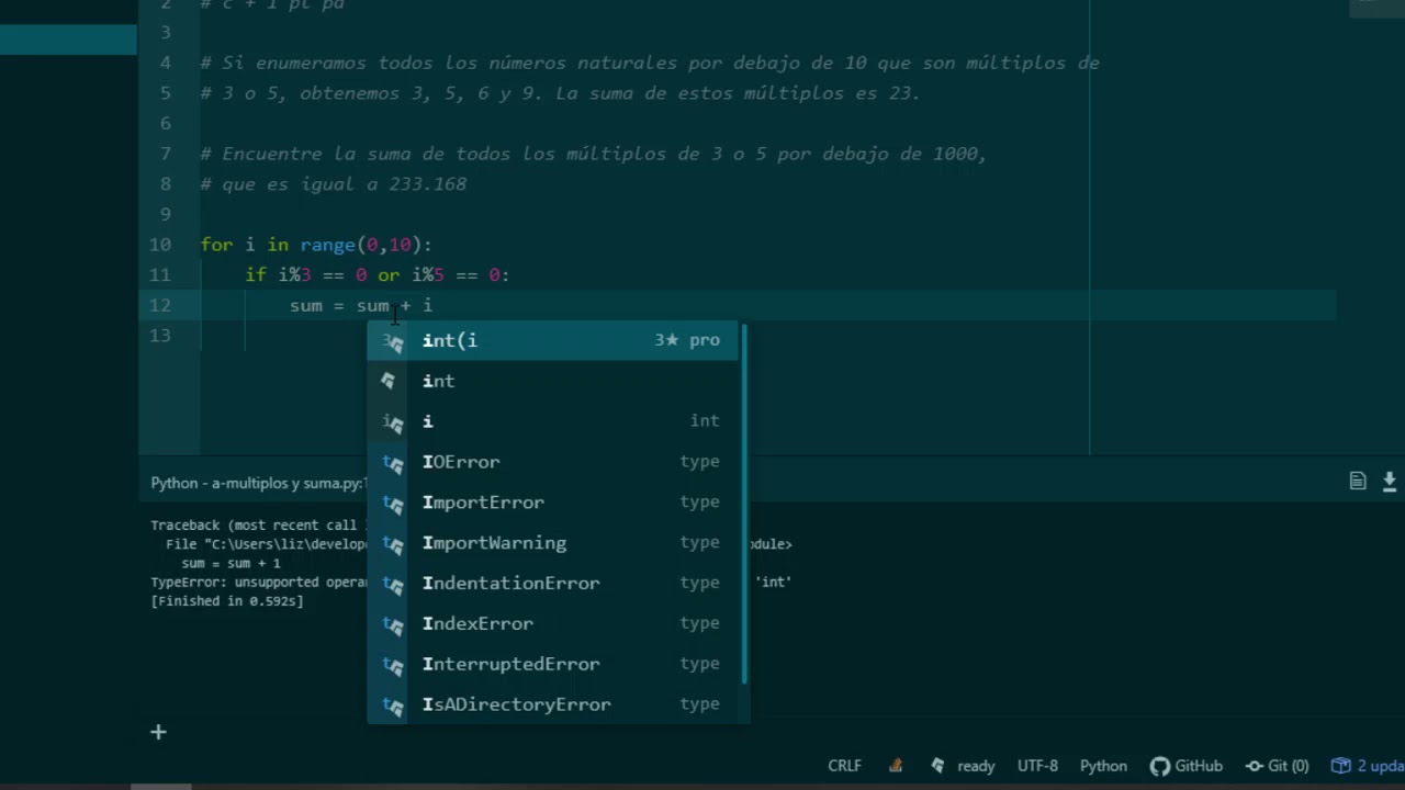 Suma de múltiplos Python