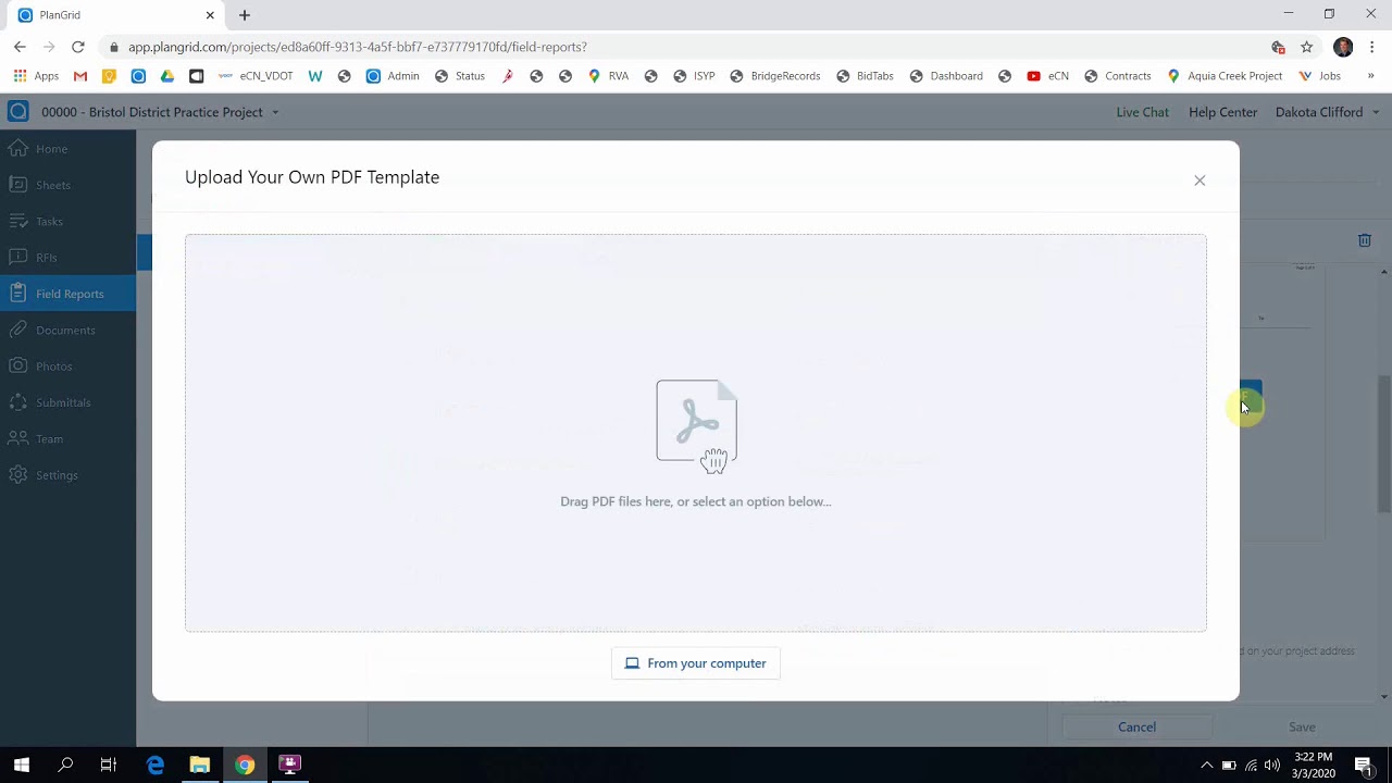 Editing a report template