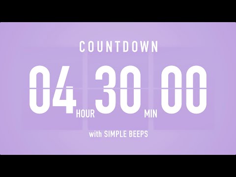4 Hour 30 Minute Countdown Timer ⏳ Flip Clock with Bell Alerts 💜🔔