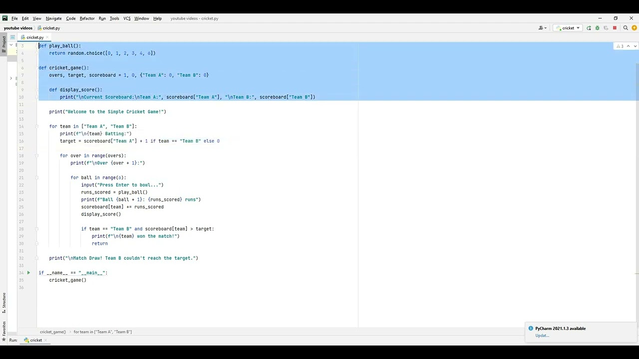 Create a Cricket Game in Python: Step by Step Explanation