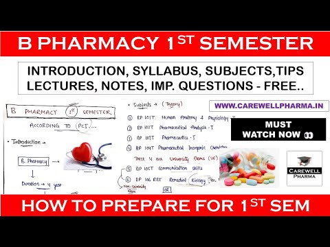 B Pharmacy 1st Semester Classes - Introduction, Syllabus, subjects, tips, Lectures, Imp. Ques etc..