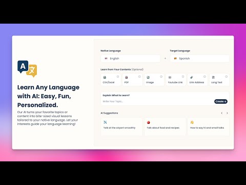 Learn Any Language with AI: Easy, Fun, Personalized.
