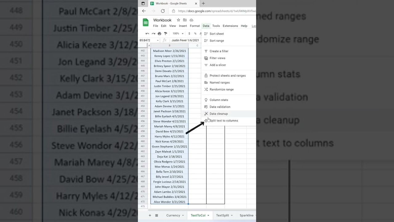 Separate a text string into columns using Google Sheet’s split text to columns feature! #sheets