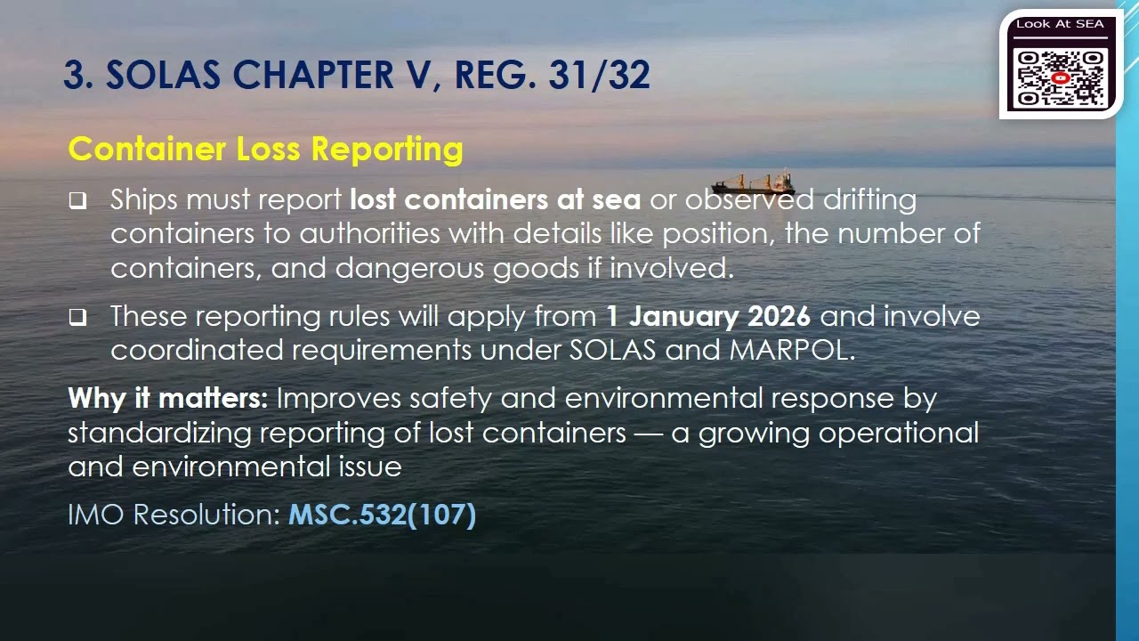 HIGHLIGHTS: SOLAS Amendments Enter Into Force 2026