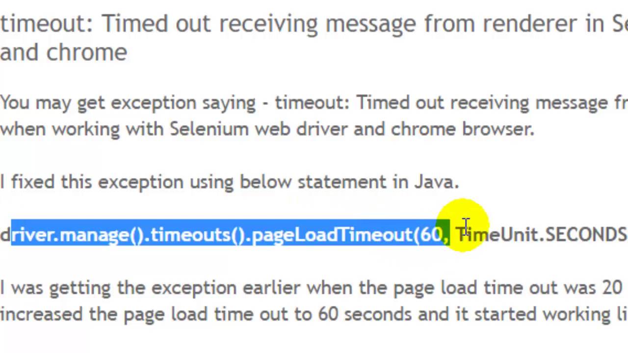 Timed out receiving message from renderer in Selenium