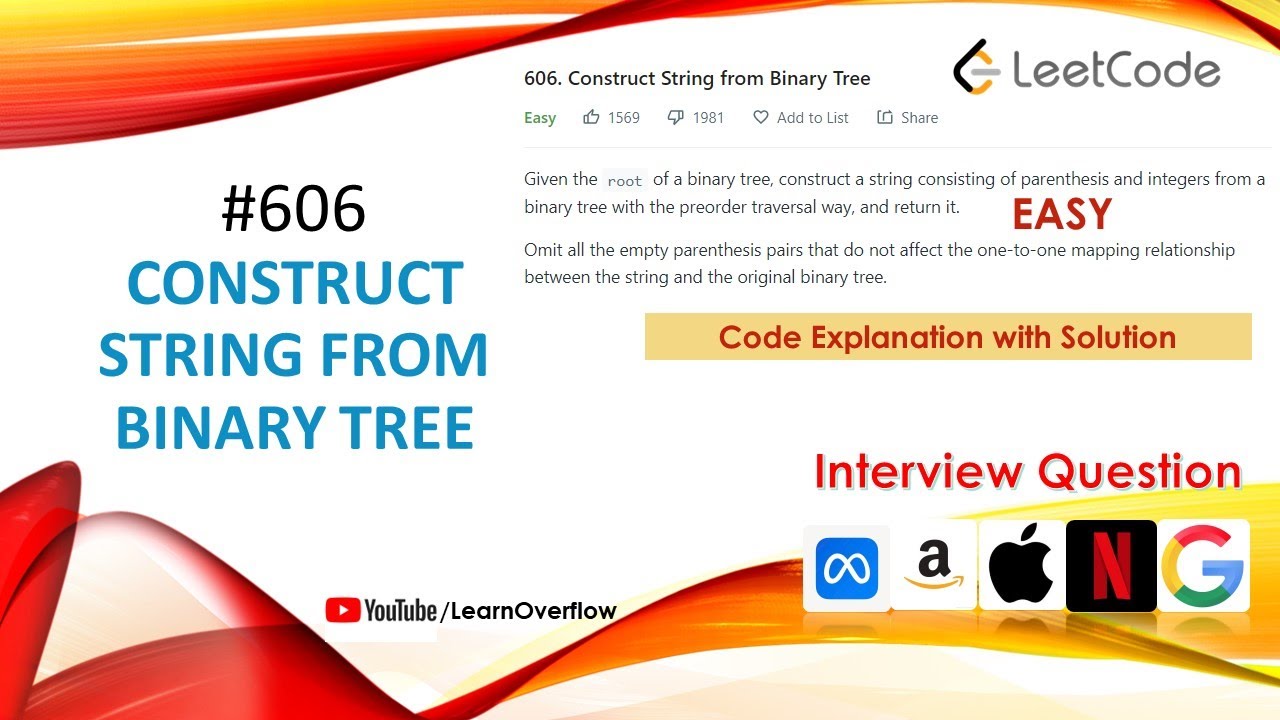Construct String from Binary Tree | Amazon Interview Question | LeetCode 606  @LearnOverflow