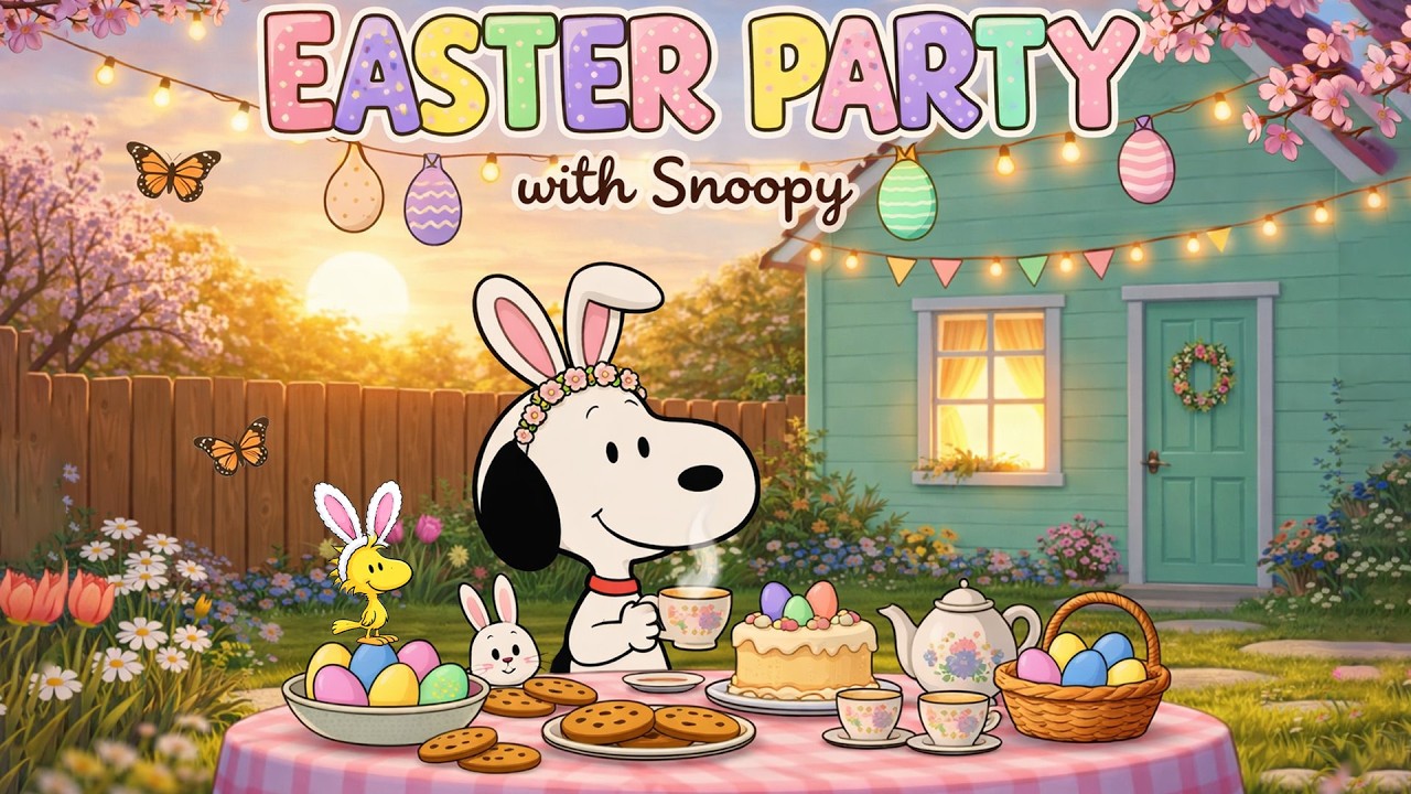 Easter Party with Snoopy 🐣🌷🌸 Cozy Spring Jazz Ambience for a Peaceful Easter Celebration