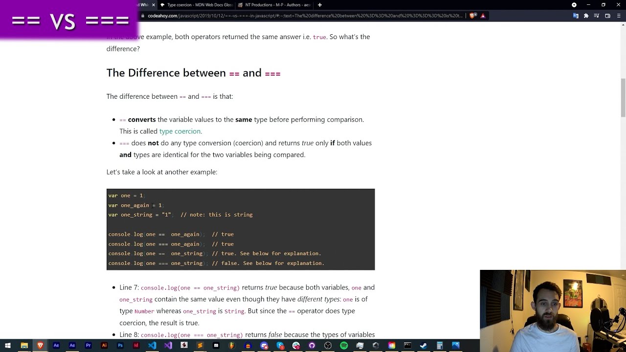 Adobe Scripting QuickTip - == vs ===
