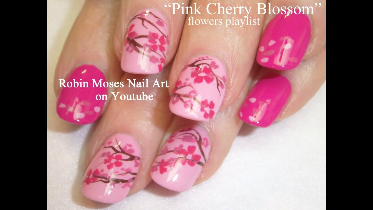 DIY Flower nails | Easy Pink Cherry Blossom Floral Nail Art Tutorial