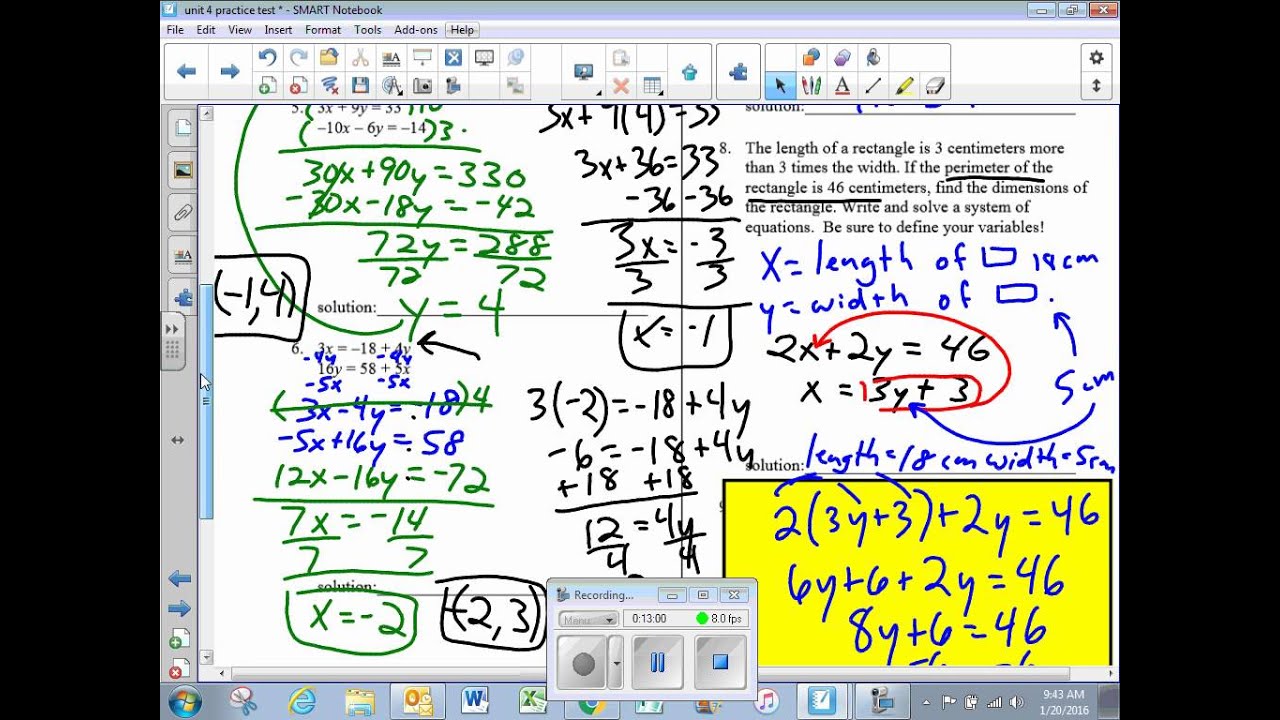 Unit 4 Practice Test problems worked out
