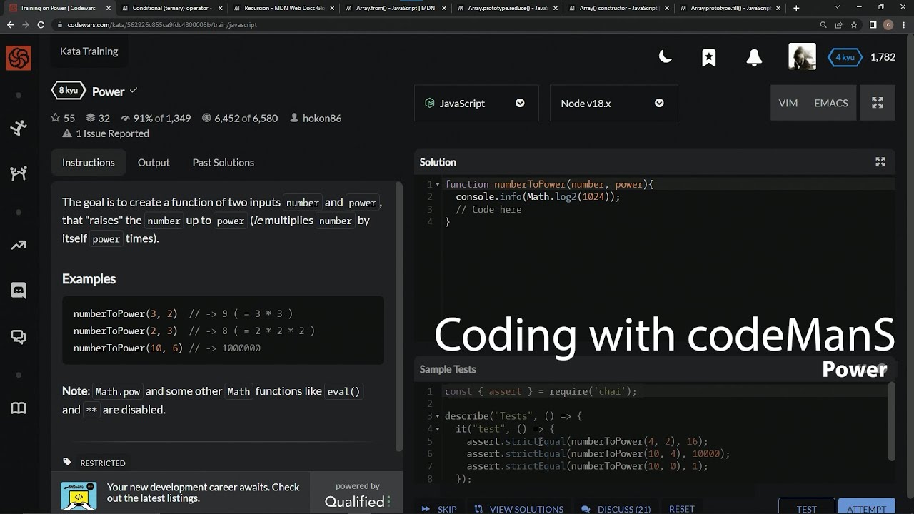 Codewars 8 kyu Power Javascript