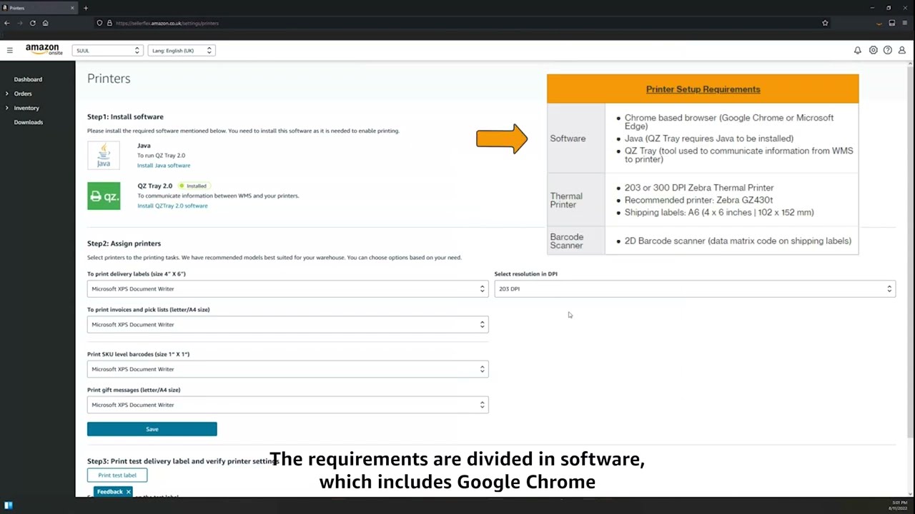 5. WMS Printer Setup - Setting up your printer on WMS