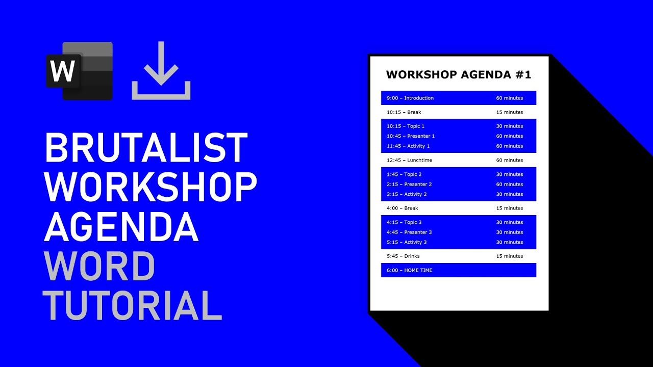 Brutalist Workshop Agenda Template | Microsoft Word Tutorial [FREE DOWNLOAD]