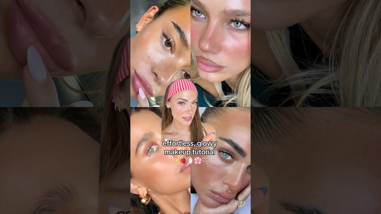 effortless, glowy makeup tutorial 🌸🫧👙💆🏼‍♀️🍓✨ product details in my LTK #glowymakeup #trending