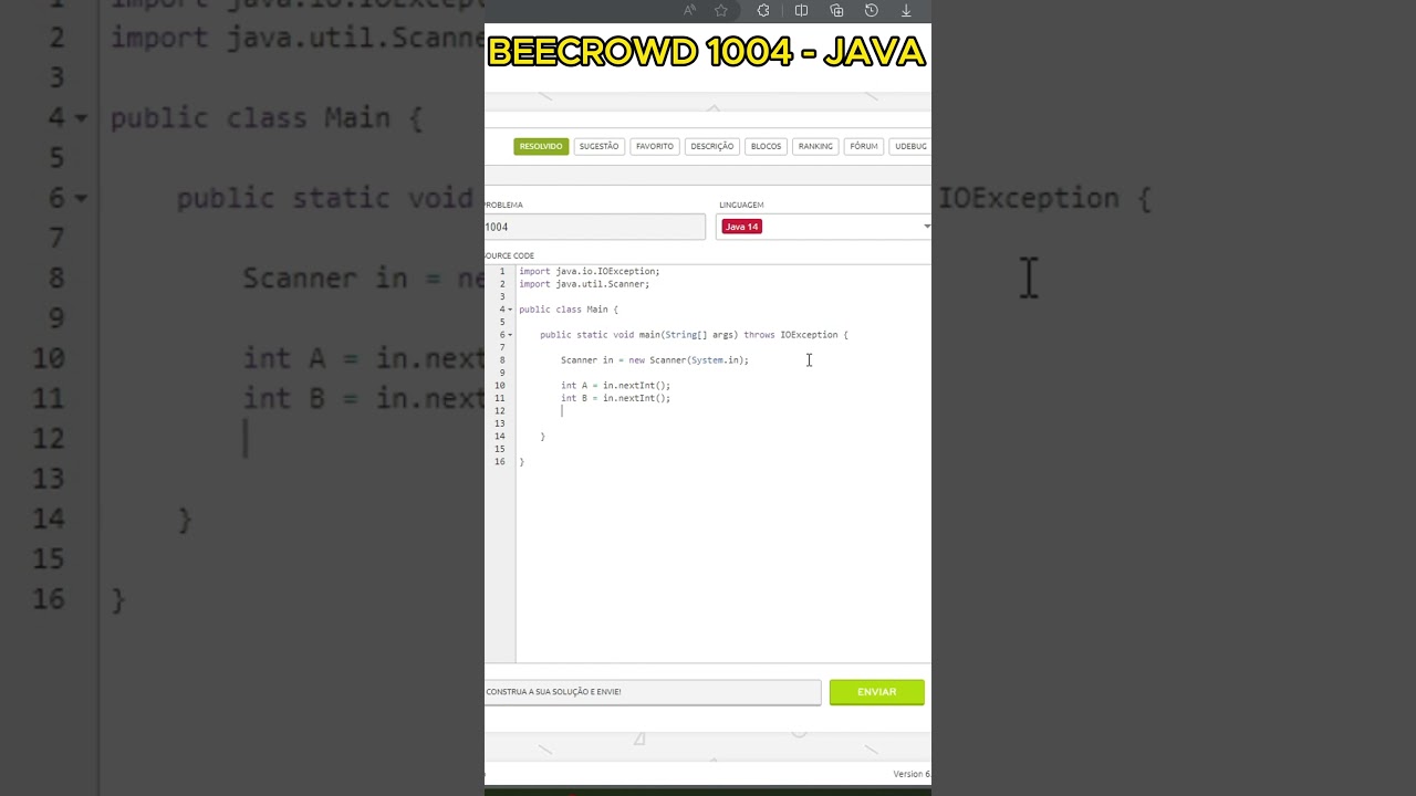 BeeCrowd - 1004 - RESOLUÇÃO JAVA #java