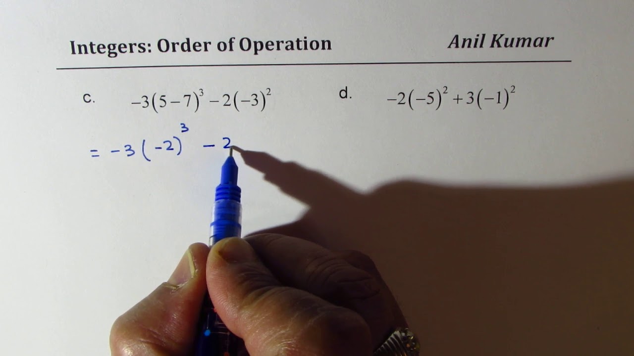 Exponents Worksheet 3 Integers and Order of Operation Algebra Basic Skills