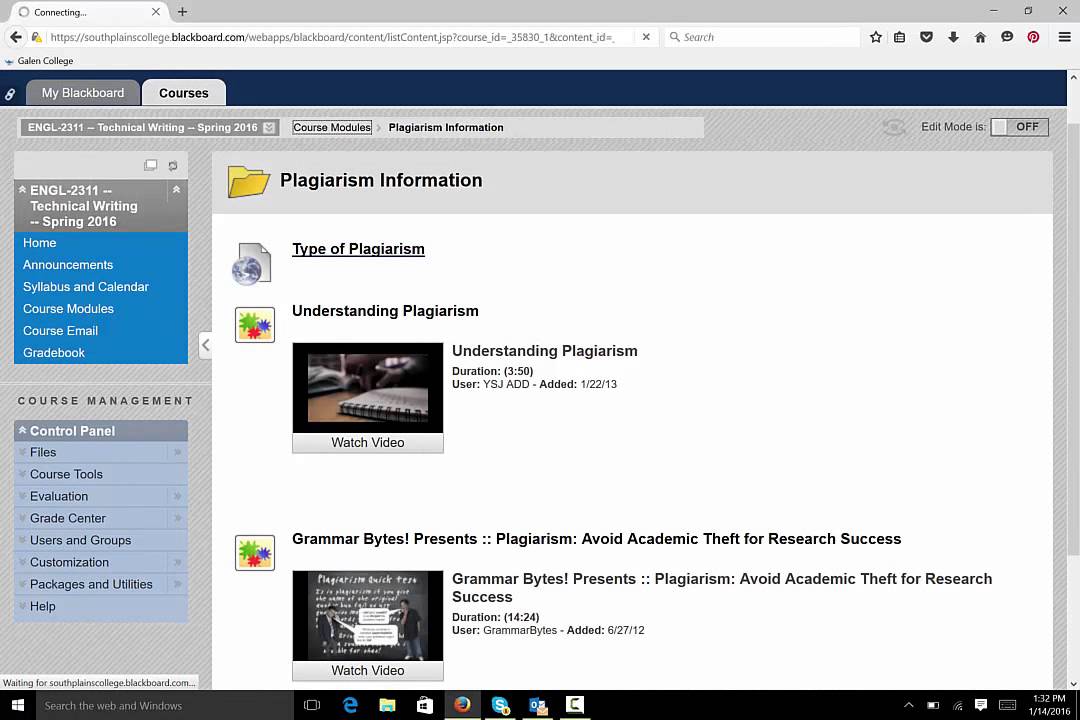 Spring 2016 Course Orientation -- 2311