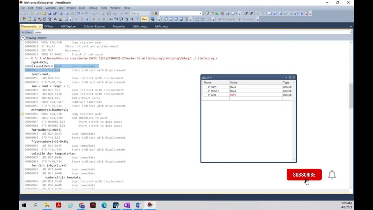 Experiment 1 - Converting C to Assembly (Procedure 3)