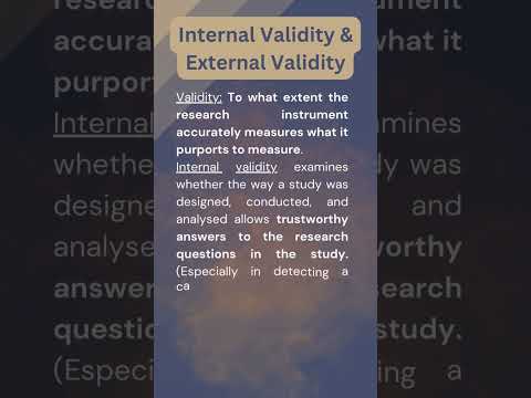 what is "Internal Validity & External Validity" in research ?