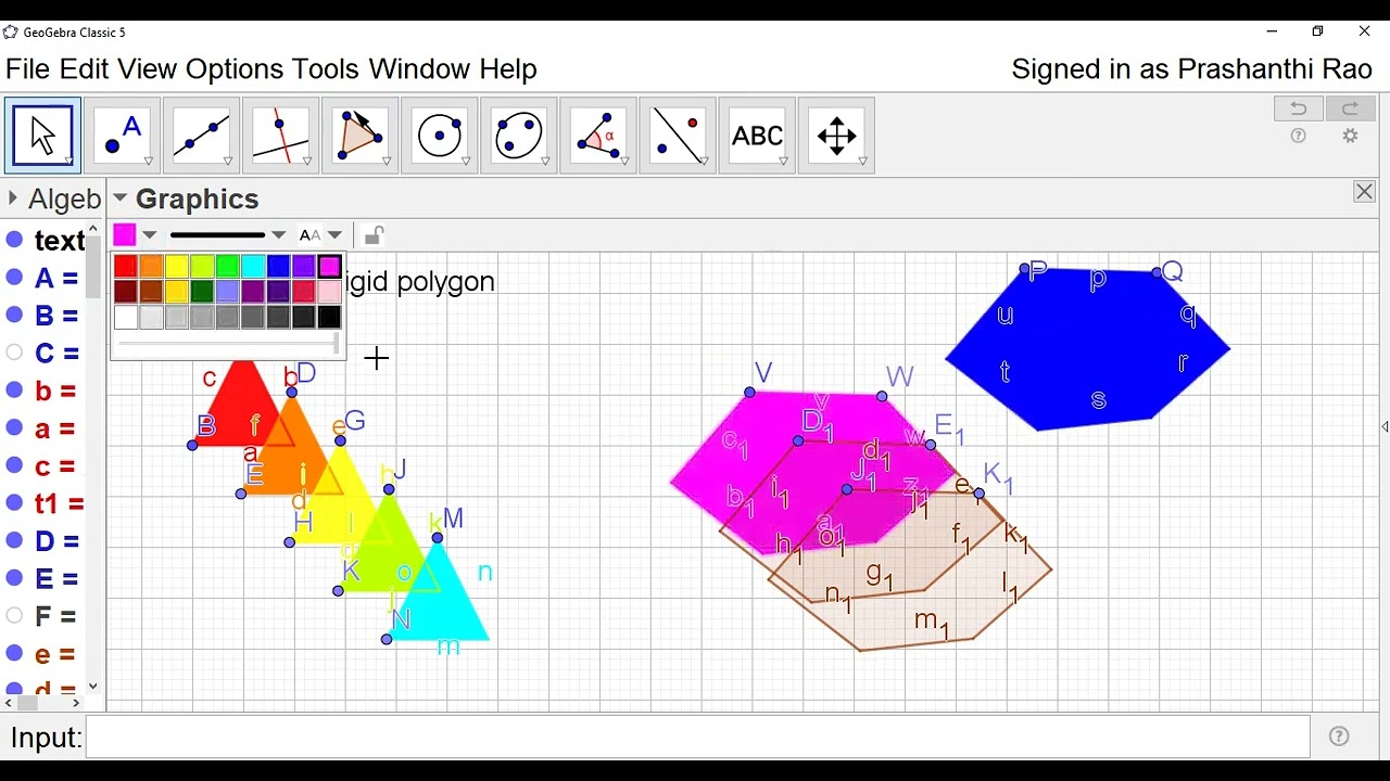 Class-18 : Creation of polygon and copy of polygon with rigid polygon  tools using Geogebra