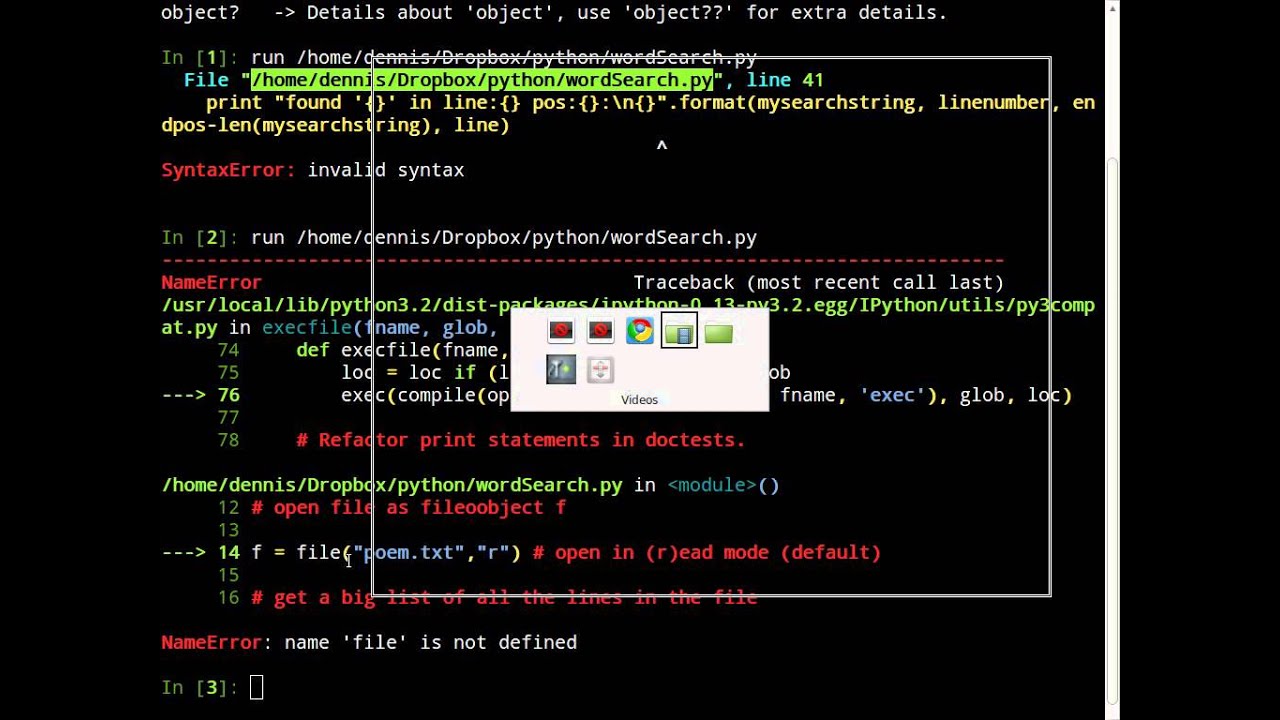 initial debugging to get python 2 7 code to work with python 3 2