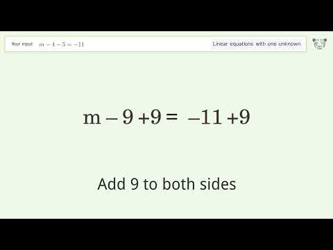 Solve m-4-5=-11: Linear Equation Video Solution | Tiger Algebra