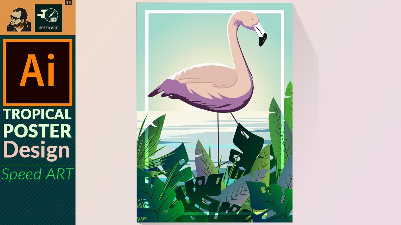 Tropical Poster Background Design in Adobe Illustrator | Speed Art