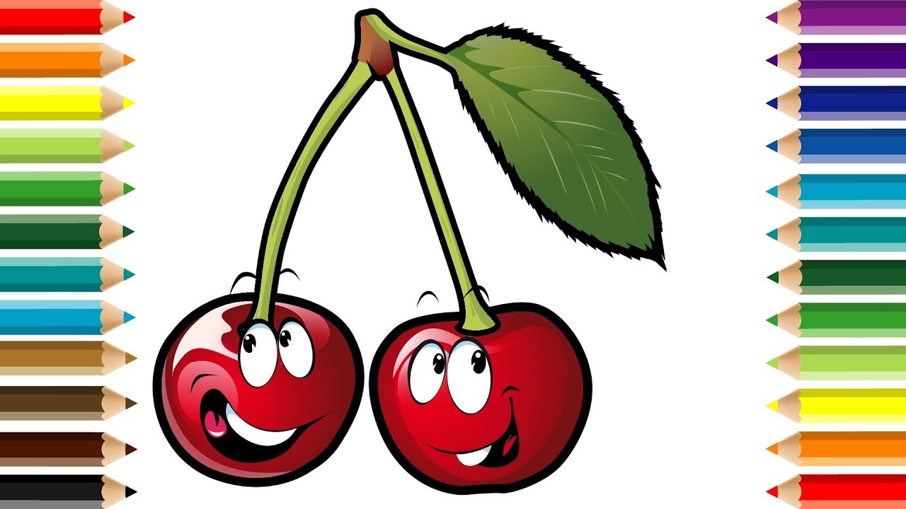 Cherry Coloring Page and Drawing for Kids