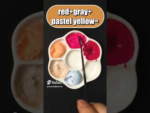 red+ grey +pastel yellow= #color #asmr#guessthecolor#colormixing#satisfying