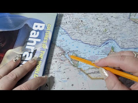 ASMR ~ Bahrain History & Geography ~ Soft Spoken Tablet Google Earth Tapping Page Turning