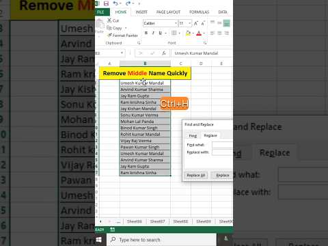 Remove Middle Name Quickly #shorts #excel #msexcel #exceltutorial #viral #youtubeshorts