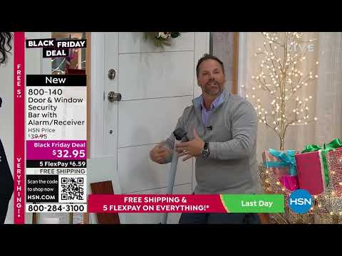 Door Window Security Bar with Alarm/Receiver