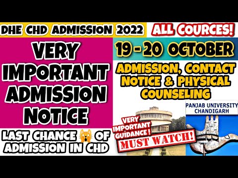 Imp* Dhe chd 2022 admission in chandigarh colleges physical counselling notice ggdsd gccba 50 PU Chd