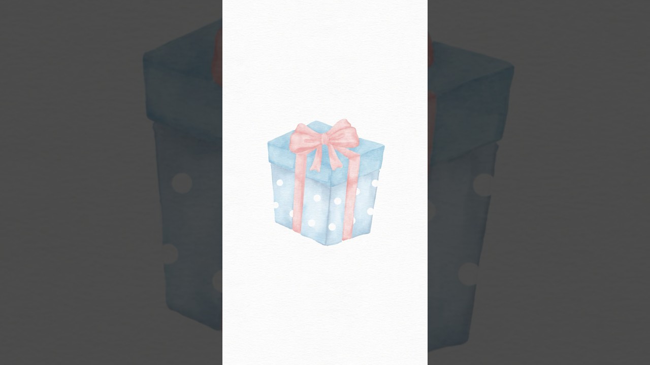 Drawing a gift box with me #drawwithme #watercolor #kawaii #doodles #procreate #shorts #clipart