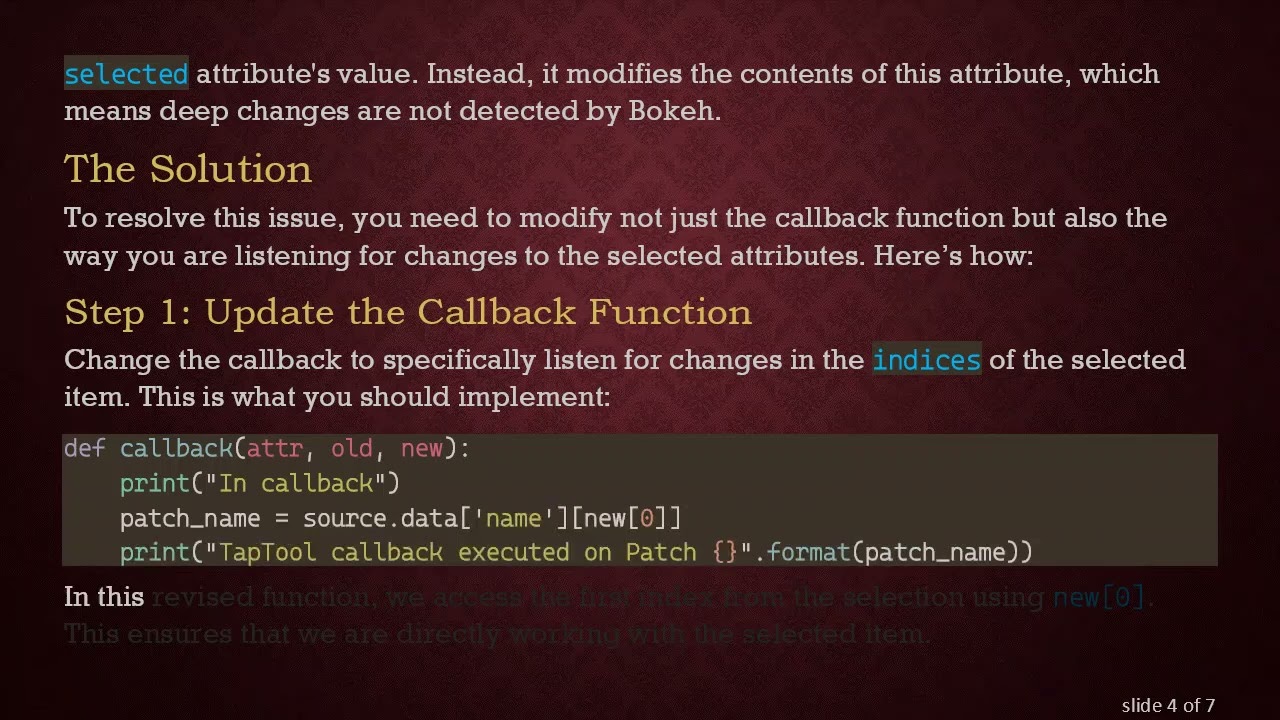 Solving the Python Callback in Bokeh Issue