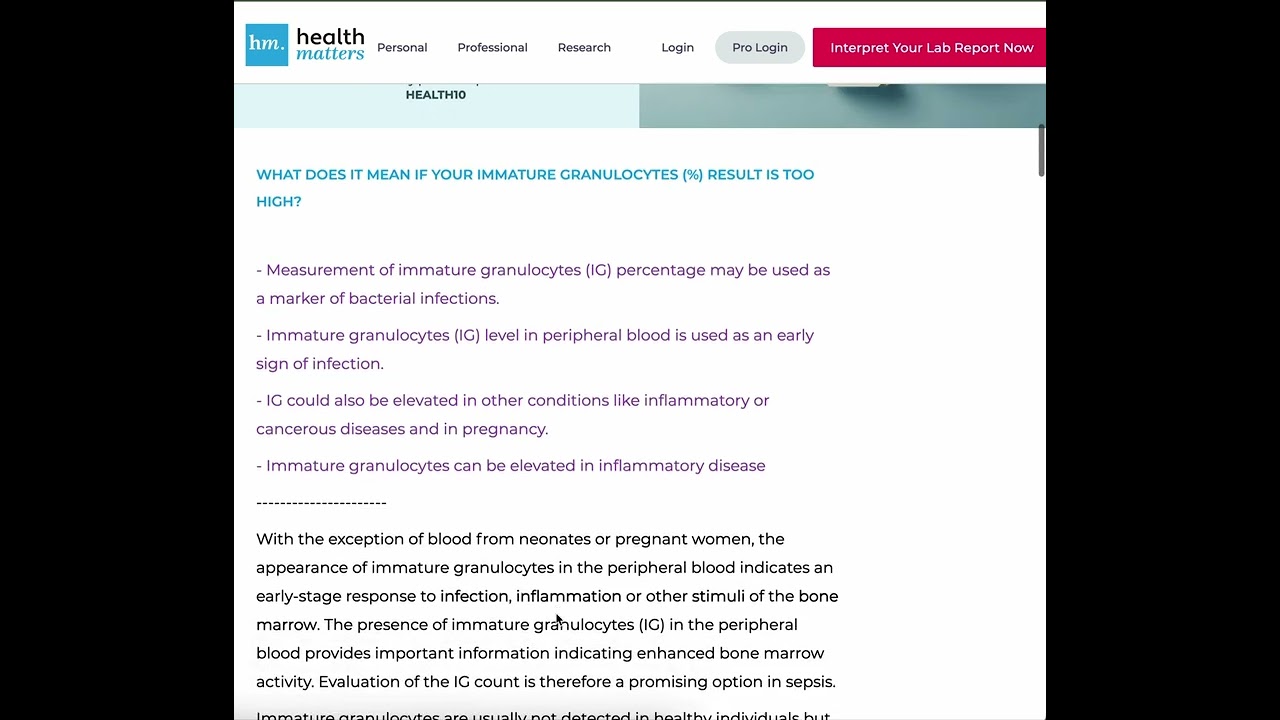 Immature Granulocytes: High values explained
