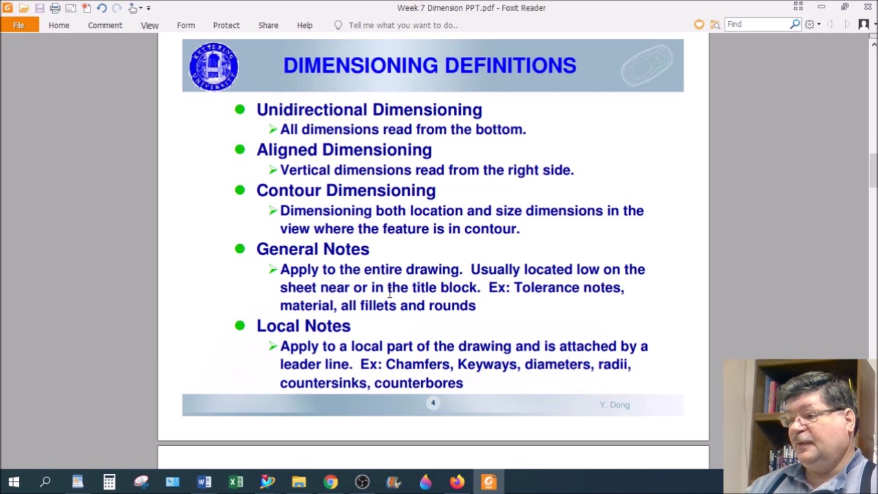 Week 7 - PowerPoint Notes on Dimensioning & Tolerancing