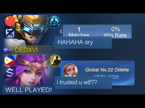 I PRANK THIS GLOBAL ODETTE in SOLO RANK!!π(Pretend to be nub driver)