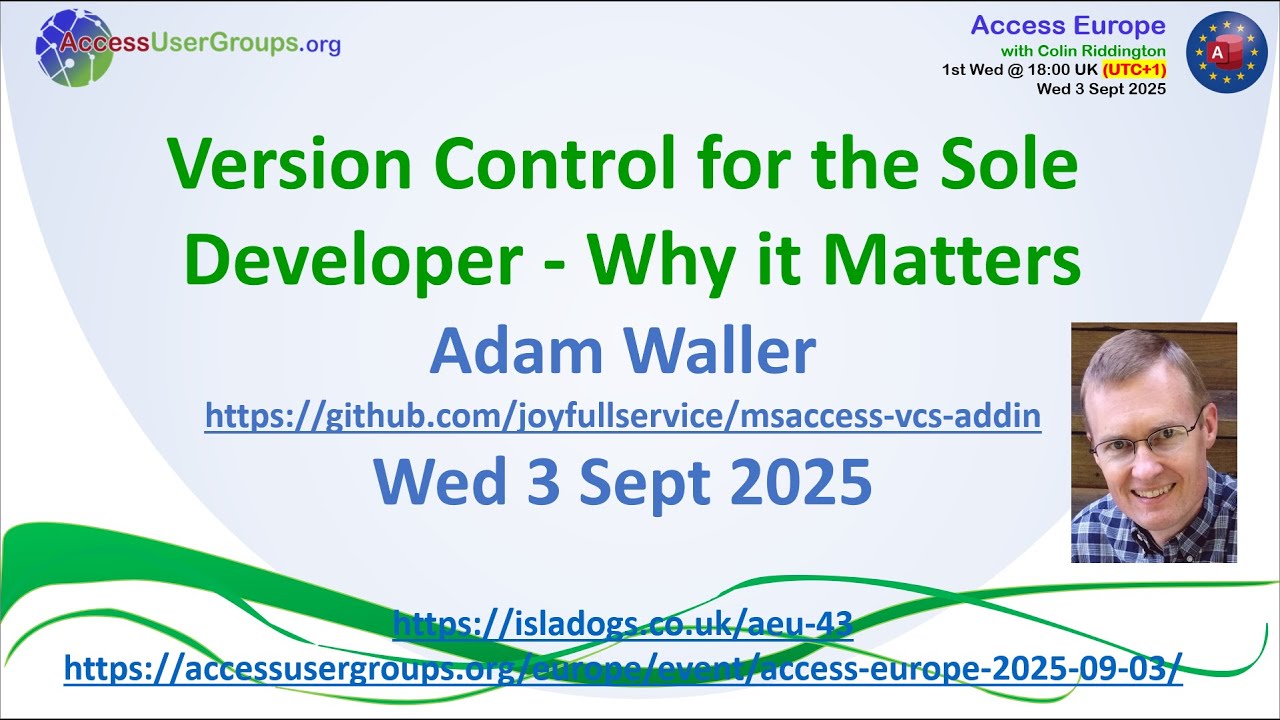 AEU43: Version Control for the Sole Developer - Why it Matters (Adam Waller)
