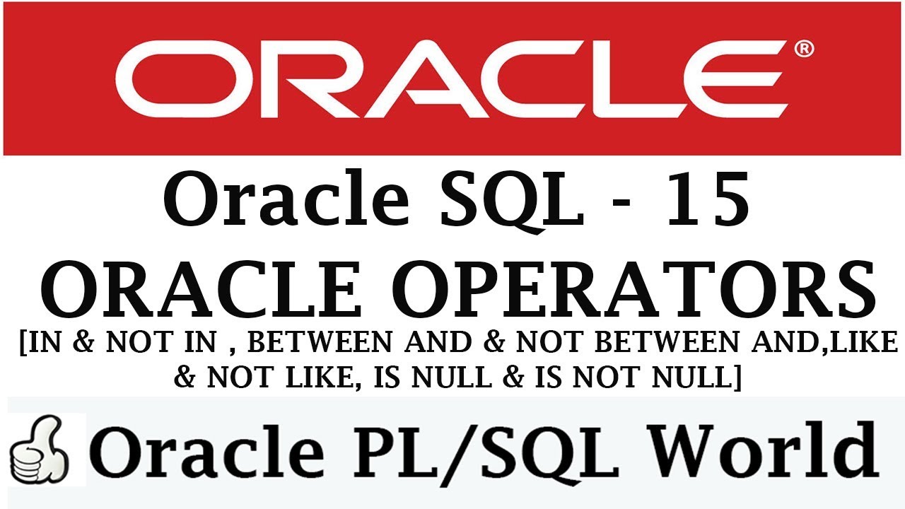 Oracle Operators in Oracle Database | Oracle Tutorial for Beginners