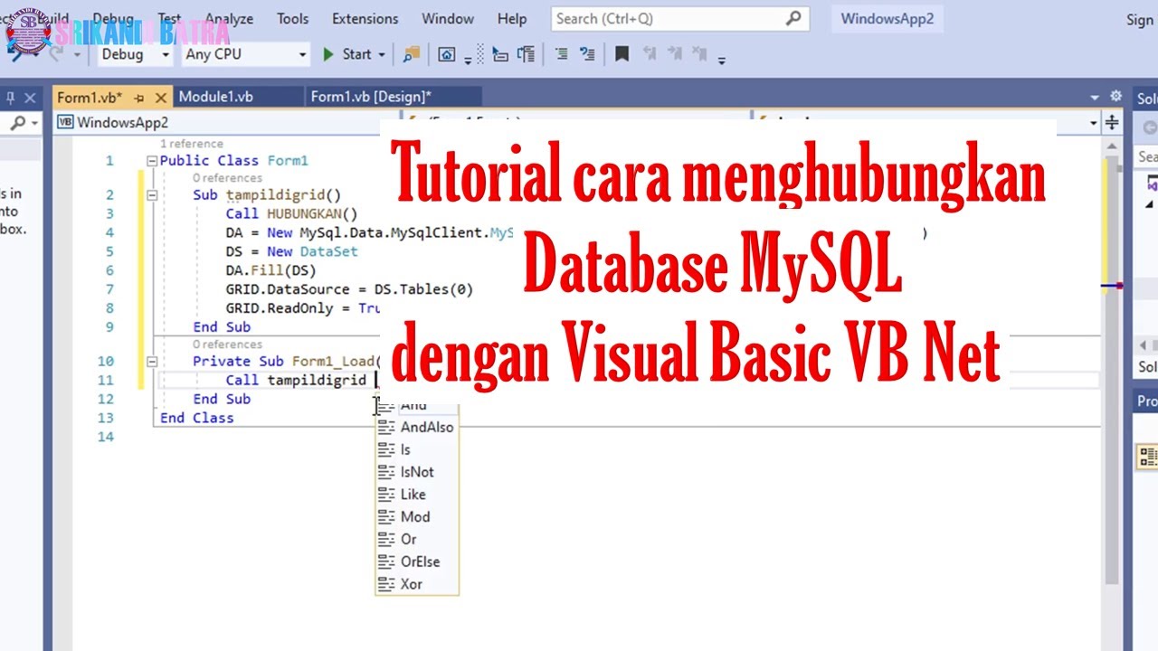 TUTORIAL CARA MENGHUBUNGKAN DATABASE MySQL DENGAN VISUAL BASIC VB NET