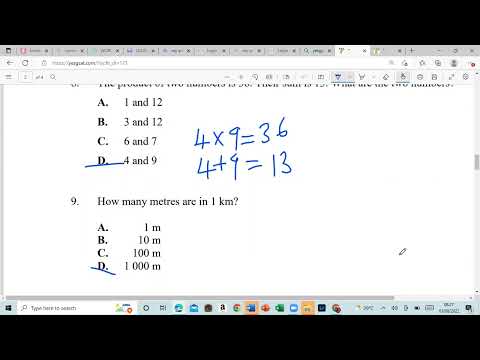 SAMPLE PEP PAPER GRADE 4 MATHS