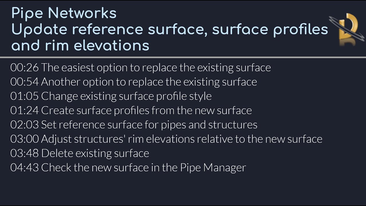 Pipe Networks - Update reference surface, surface profiles and rim elevations