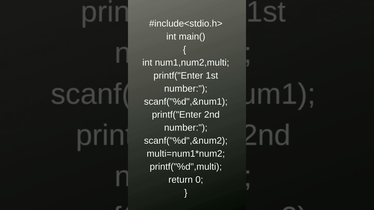 C Program to multiply two numbers