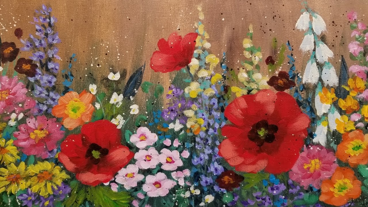 Impressionist Flower Garden Acrylic Painting Tutorial LIVE