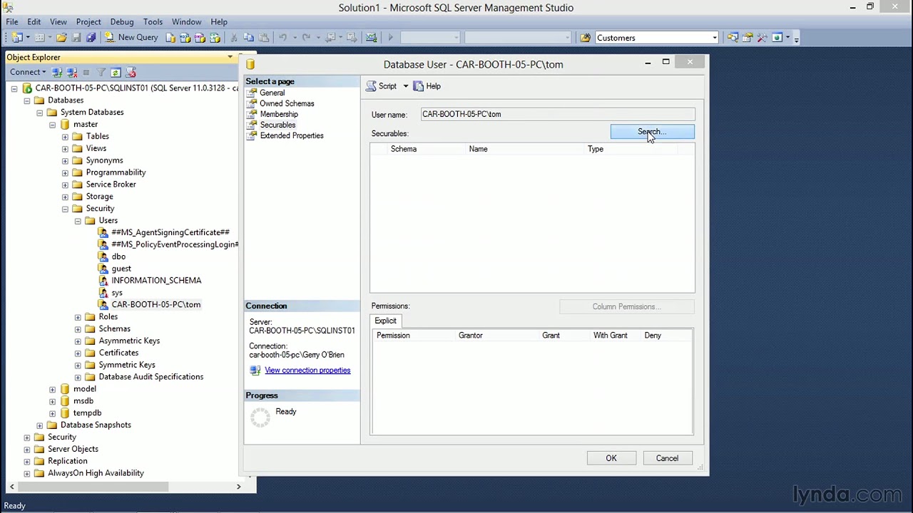 SQL Server Tutorial - Apply permissions to securables