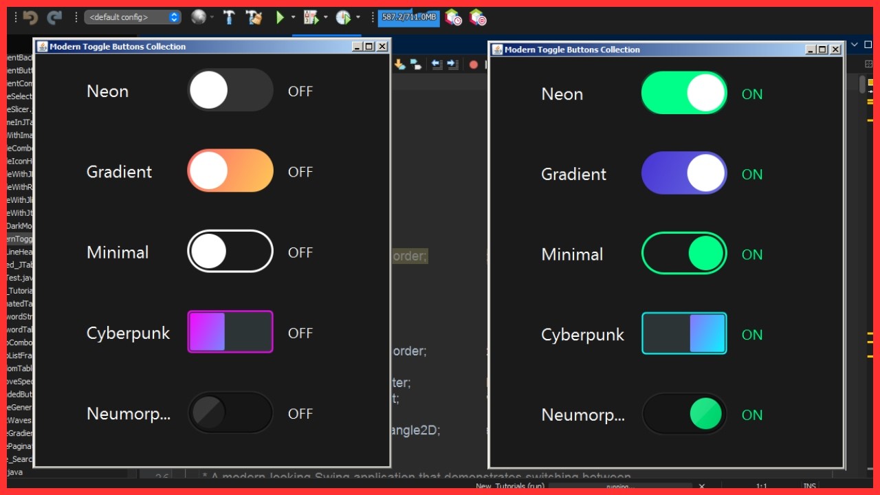 Java - How to Create Five Toggle Buttons With Different Styles In Java Netbeans [ With Source Code ]